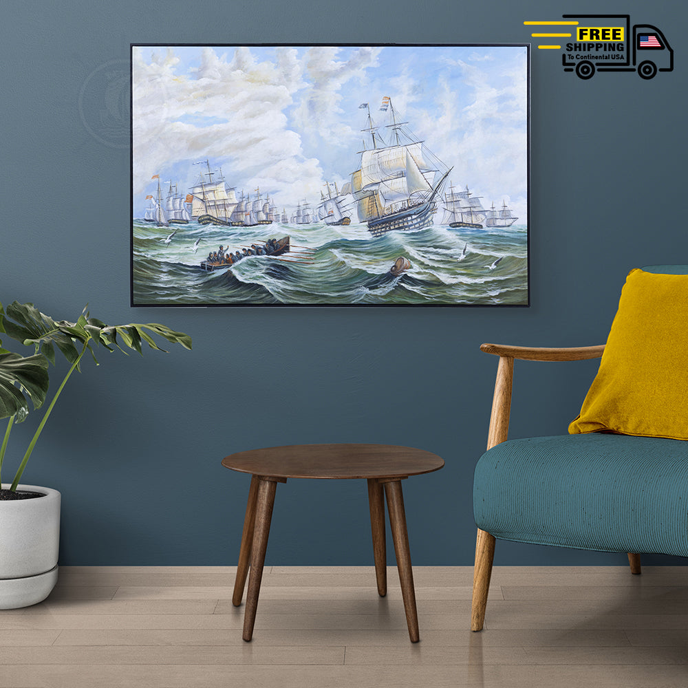 The Channel fleet in heavy weather - Canvas Painting – The Spyglass Shop